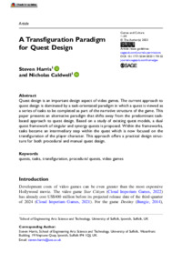 A transfiguration paradigm for quest design | Open Access Repository Suffolk - OARS